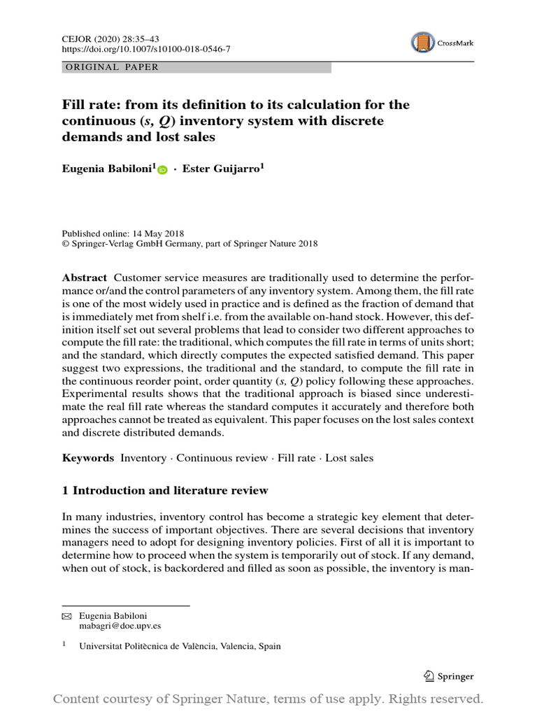 Fill Rate From Its Definition to Its Calculation f | PDF | Inventory ...
