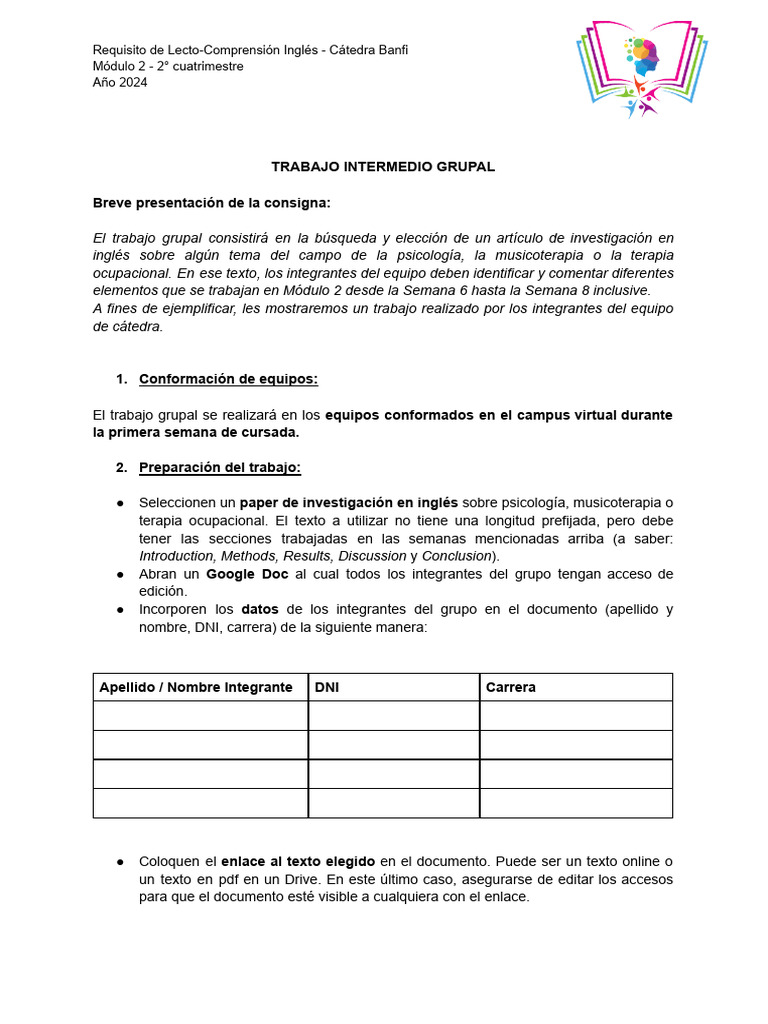 Trabajo Grupal de Lecto-Comprensión | PDF | Metodología de encuesta