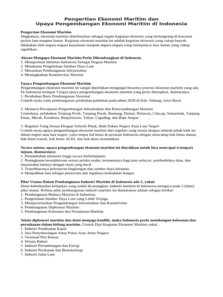 Ekonomi Maritim Indonesia | PDF | Bisnis