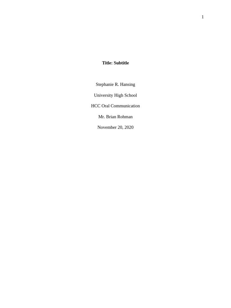 HCC Oral Comm APA Outline Template Persuasive | PDF