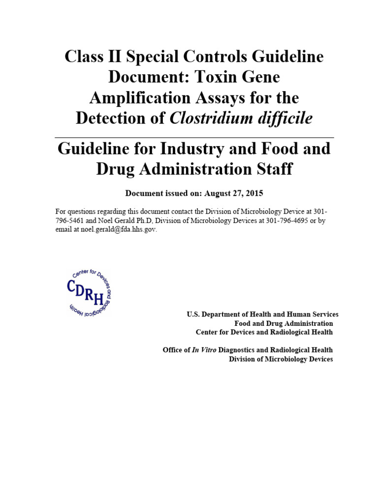 Class II Special Controls Guideline Document Toxin Gene Amplification ...