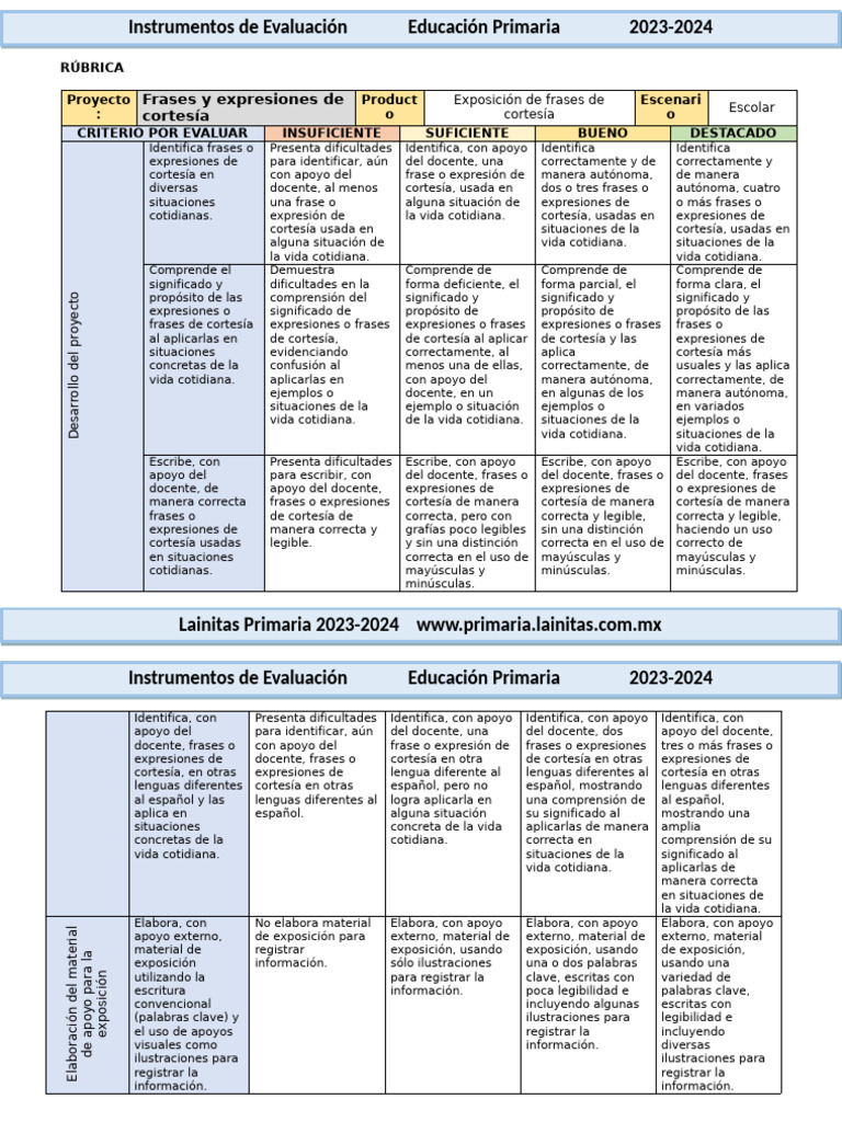 1er Grado Octubre - Instrumentos de Evaluaci N (2023-2024) | PDF | Evaluación | Educación primaria