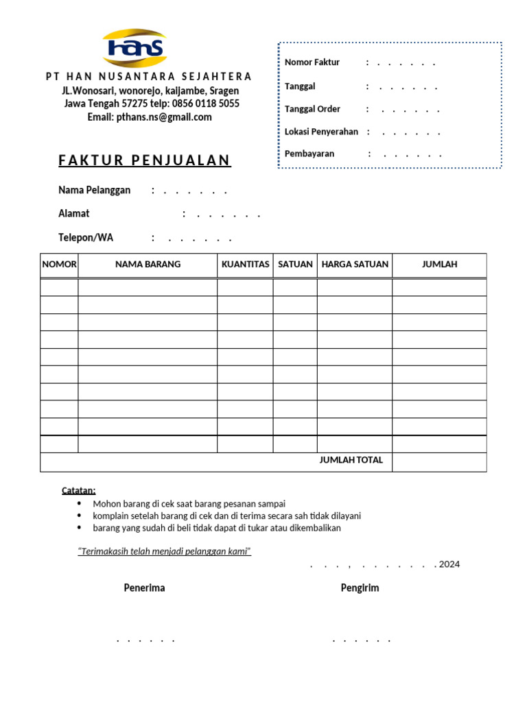 Faktur Penjualan | PDF