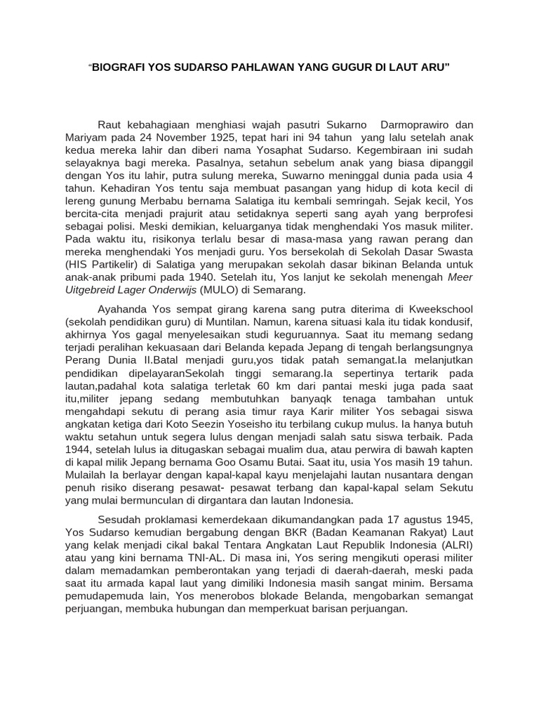 Biografi Yos Sudarso | PDF | Sejarah