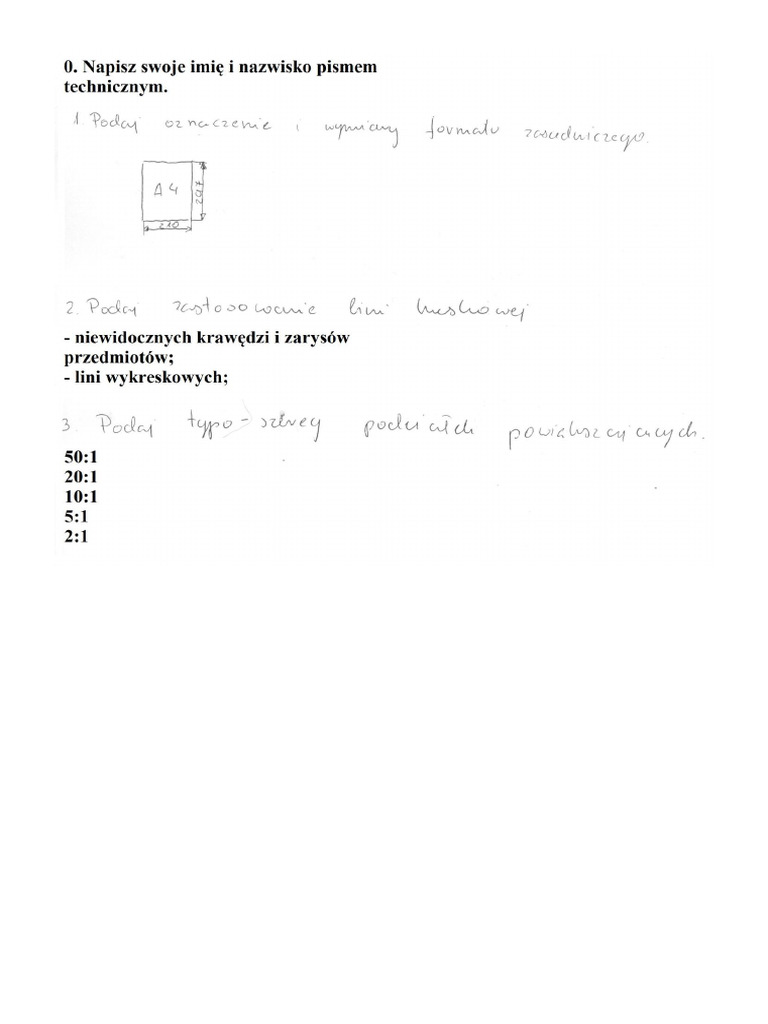 Rysunek Techniczny - Sprawdziany (1) | PDF