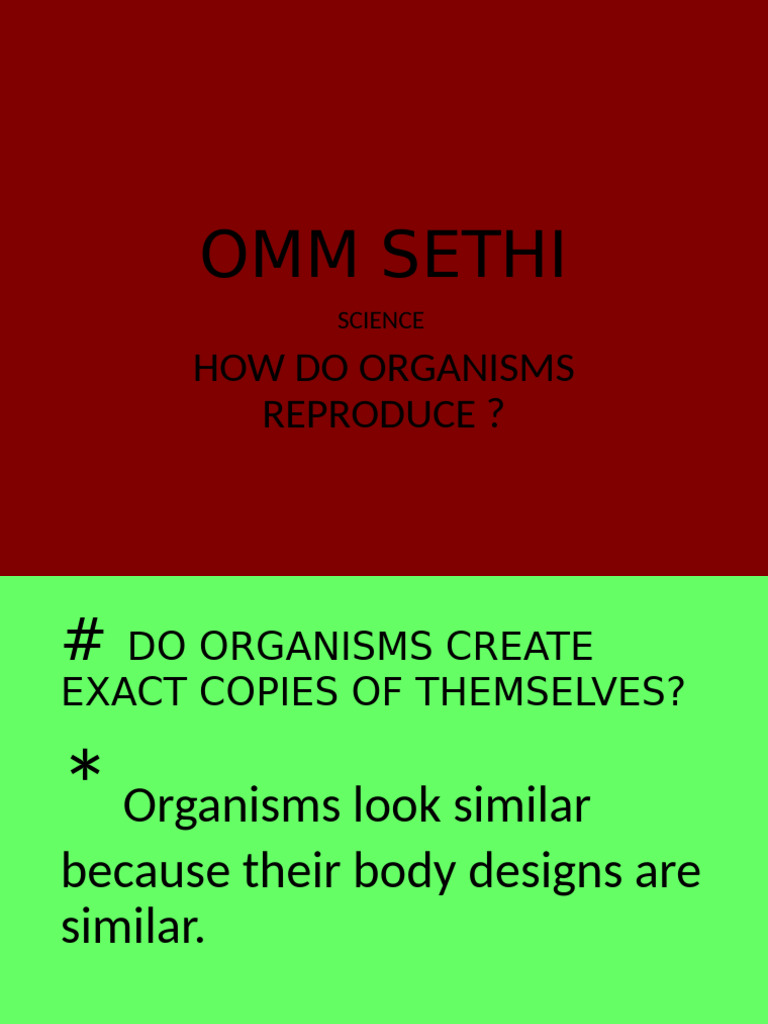 Omm Sethi: How Do Organisms Reproduce ? | PDF