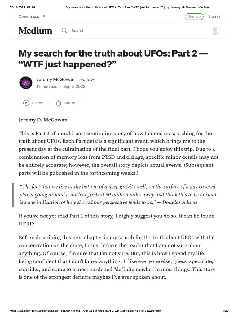 My Search For The Truth About UFOs - Part 2 - "WTF Just Happened - " - by Jeremy McGowan ...