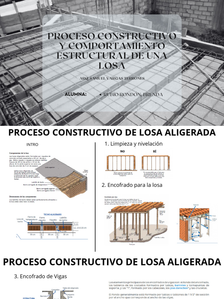 Proceso Constructivo y Comportamiento Estructural de Una Losa | PDF | Hormigón | Ingeniería de ...