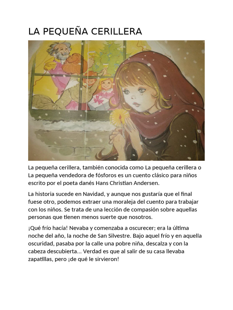 La Pequeña Cerillera | PDF | Danés la fantasía | Cuentos de hadas daneses