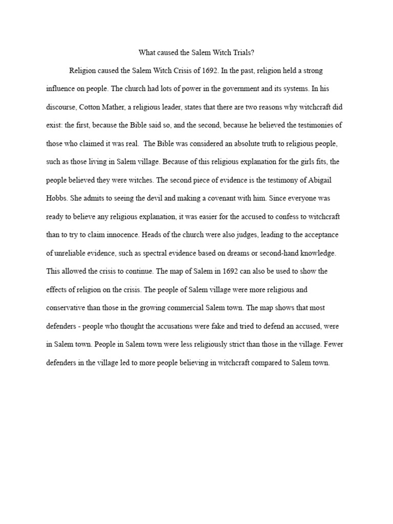 What Caused The Salem Witch Trials | PDF