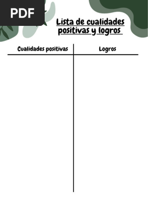 Cualidades Positivas Lista De Cualidades Positivas Y Logros | PDF