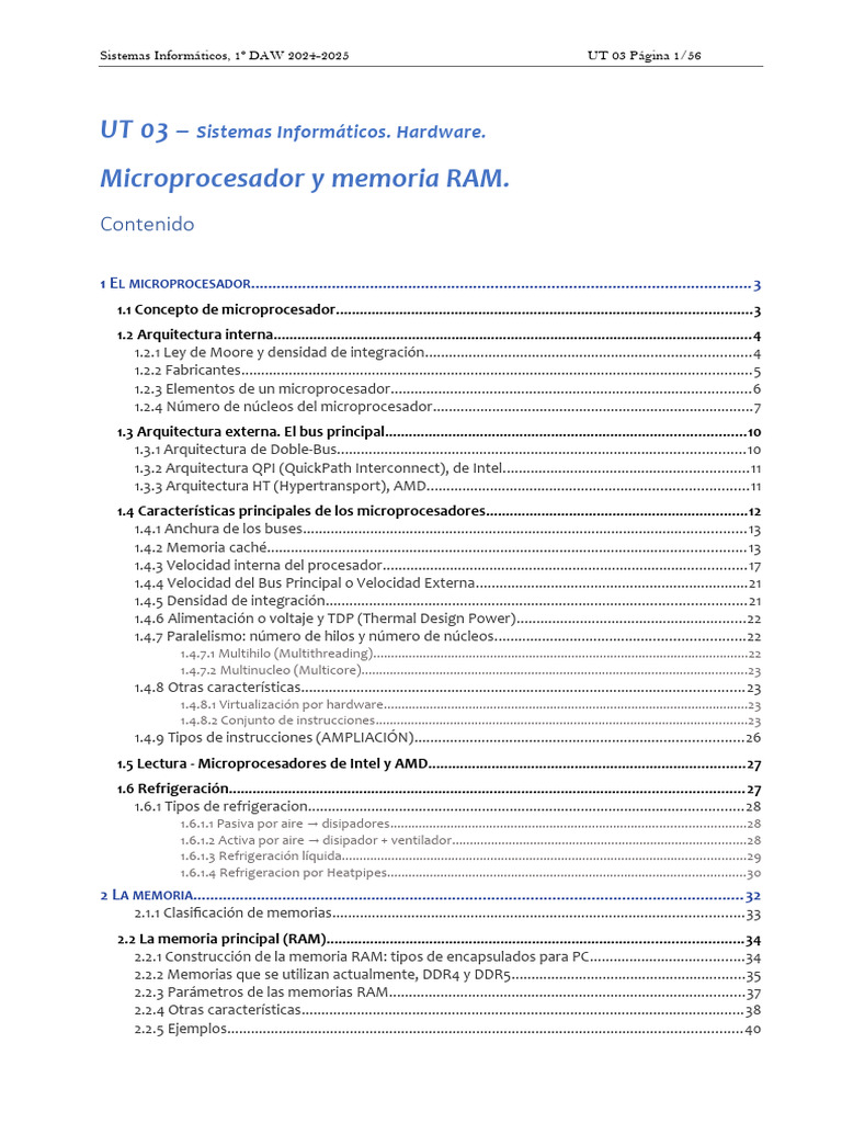 UT 03 Micro Memoria | PDF | Microprocesador | Caché (Computación)
