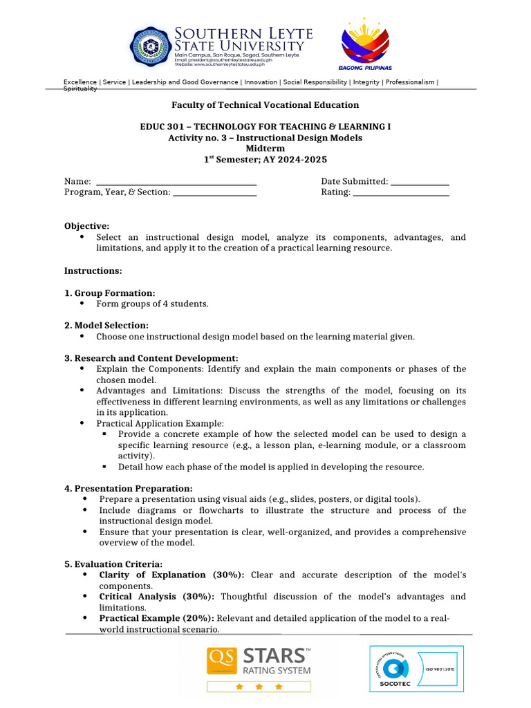 MT Educ 301 Activity 3 IA ICT | PDF | Instructional Design ...