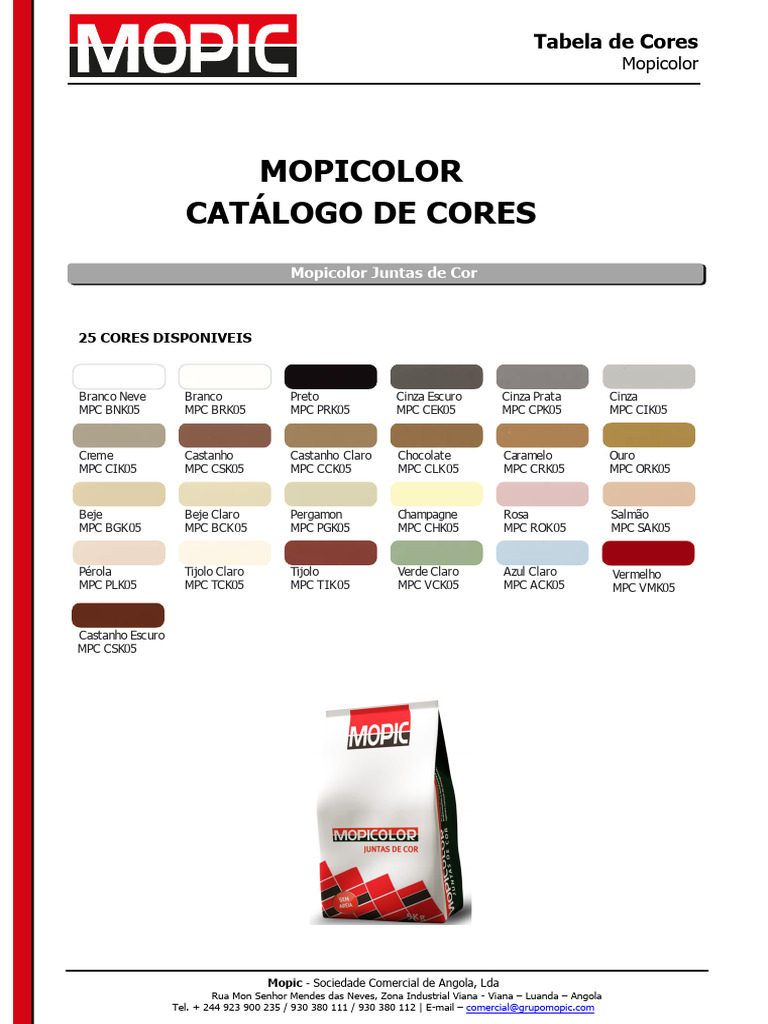 Catalogo de Cores Mopicolor Juntas de Cor 003 | PDF