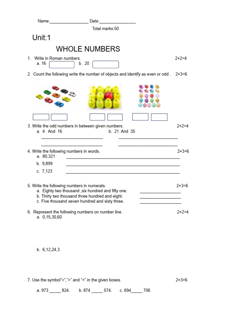 Class 3 Mathematics Unit 1worksheet | PDF | Numbers | Notation