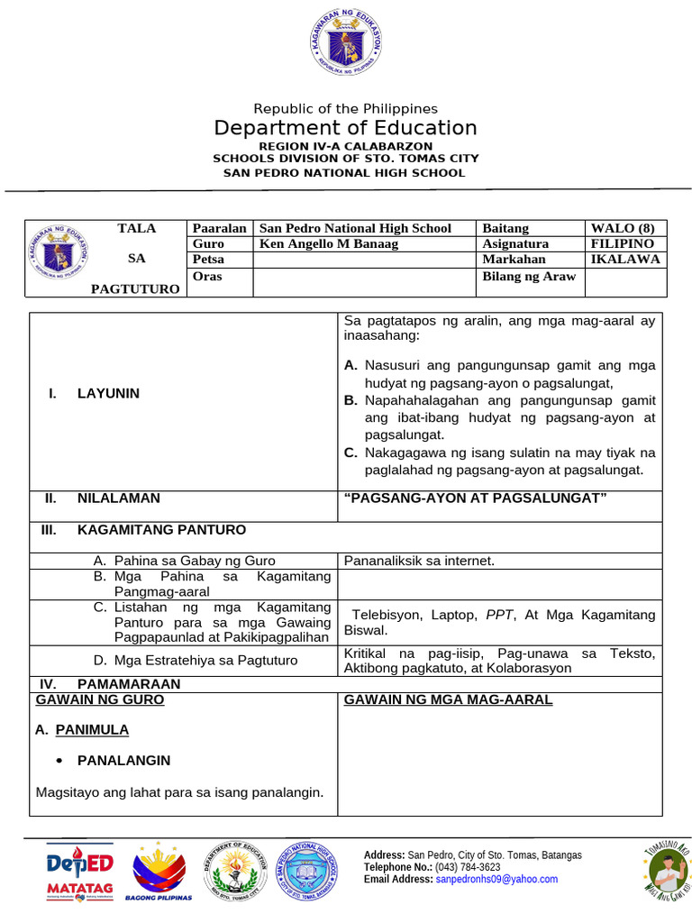 Pagsang-Ayon o Pagsalungat | PDF