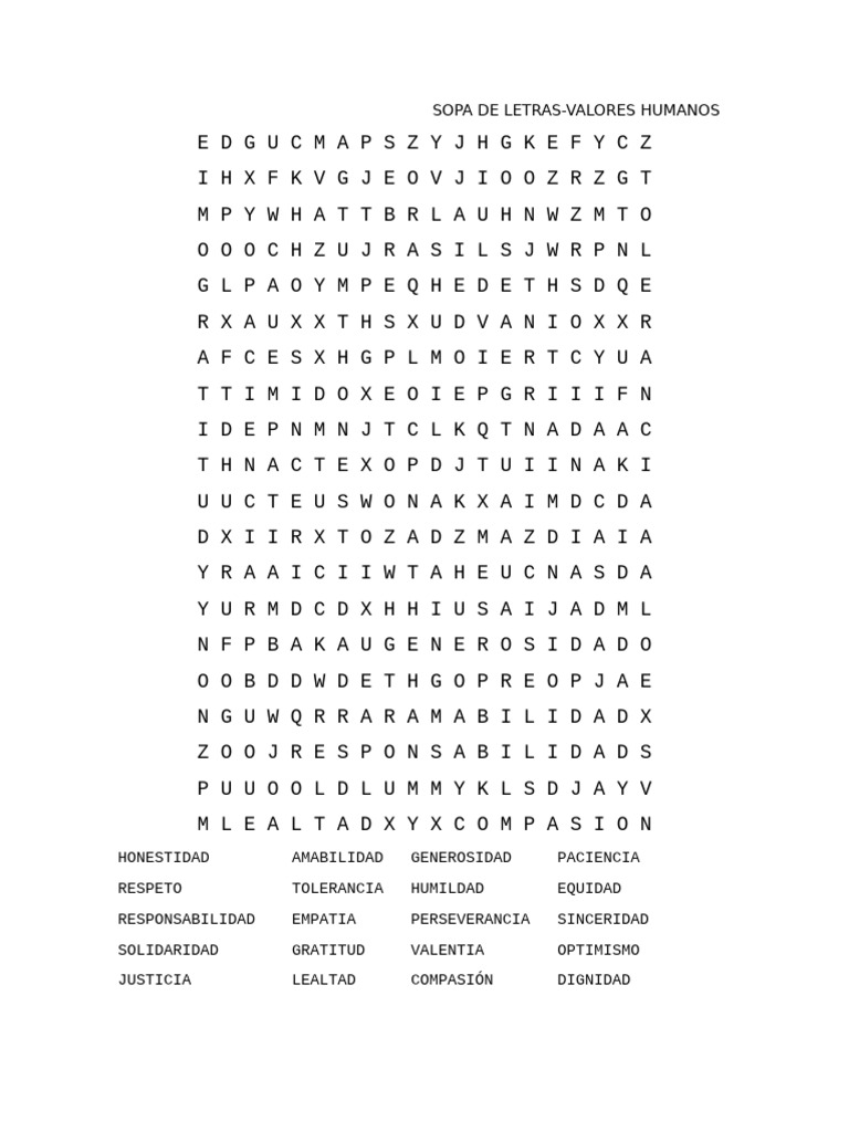 Sopa de Letras | PDF | Bienestar