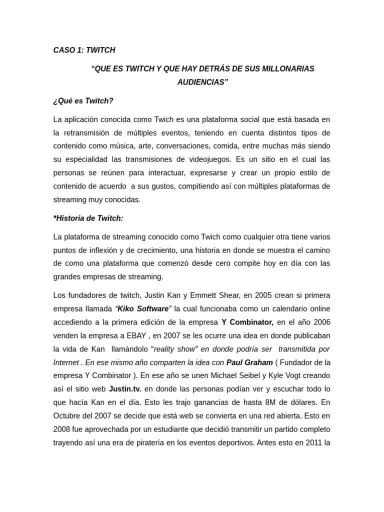 Caso Twitch 1 | PDF | Streaming Media | Facebook