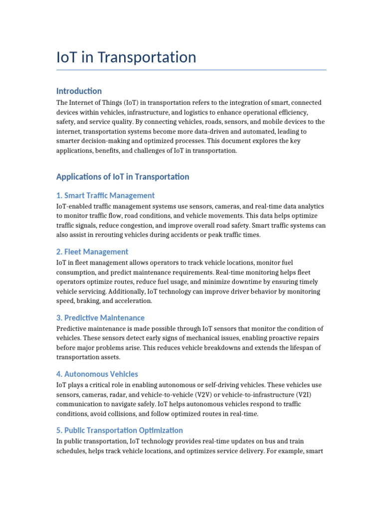 IoT_in_Transportation | PDF | Internet Of Things | Transport