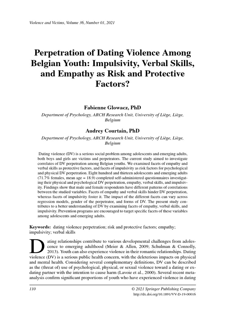 Perpetration of Dating Violence Among Belgian Youth: Impulsivity ...