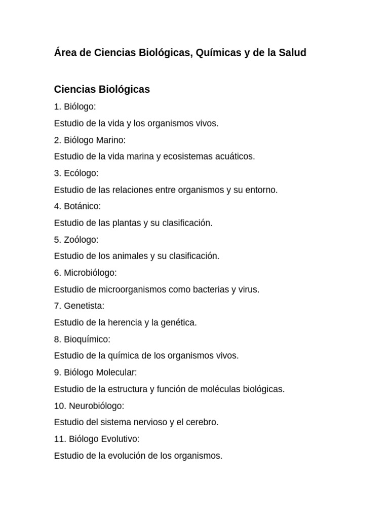 Área de Ciencias Biológicas | PDF | Biología | Terapia