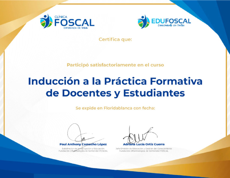 Certificado Programa de Induccin Institucional | PDF
