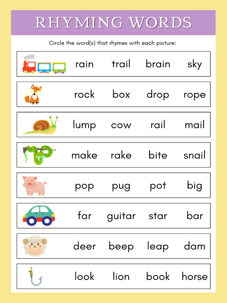 Worksheets Rhyming Words Grade 1 Rhyming Words | K5 Learning