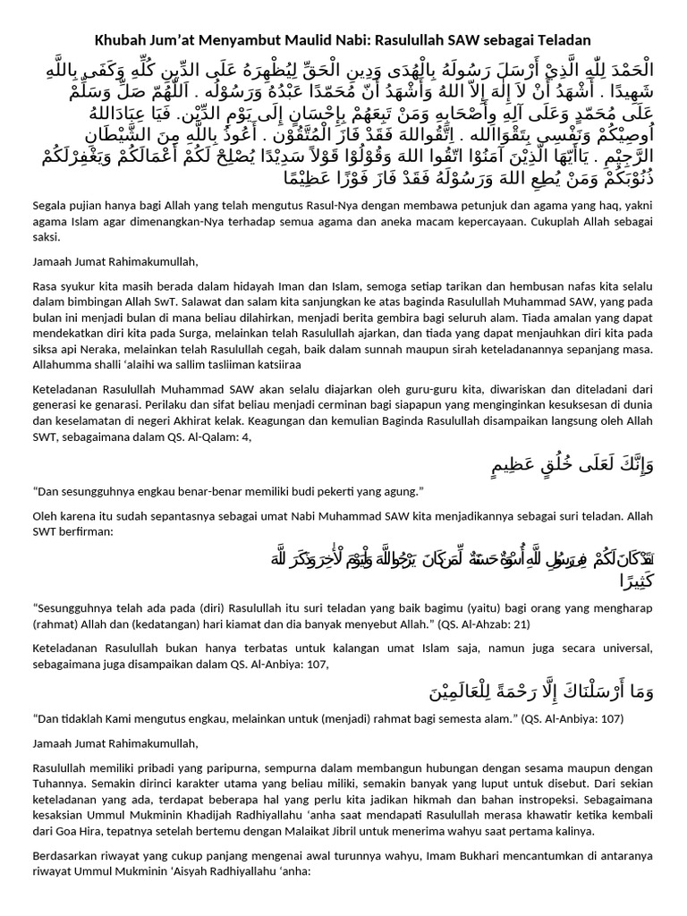 Khubah Jum'at Maulid Nabi 2 | PDF