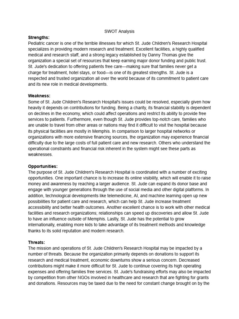 SWOT Analysis | PDF | Health Care | Hospital