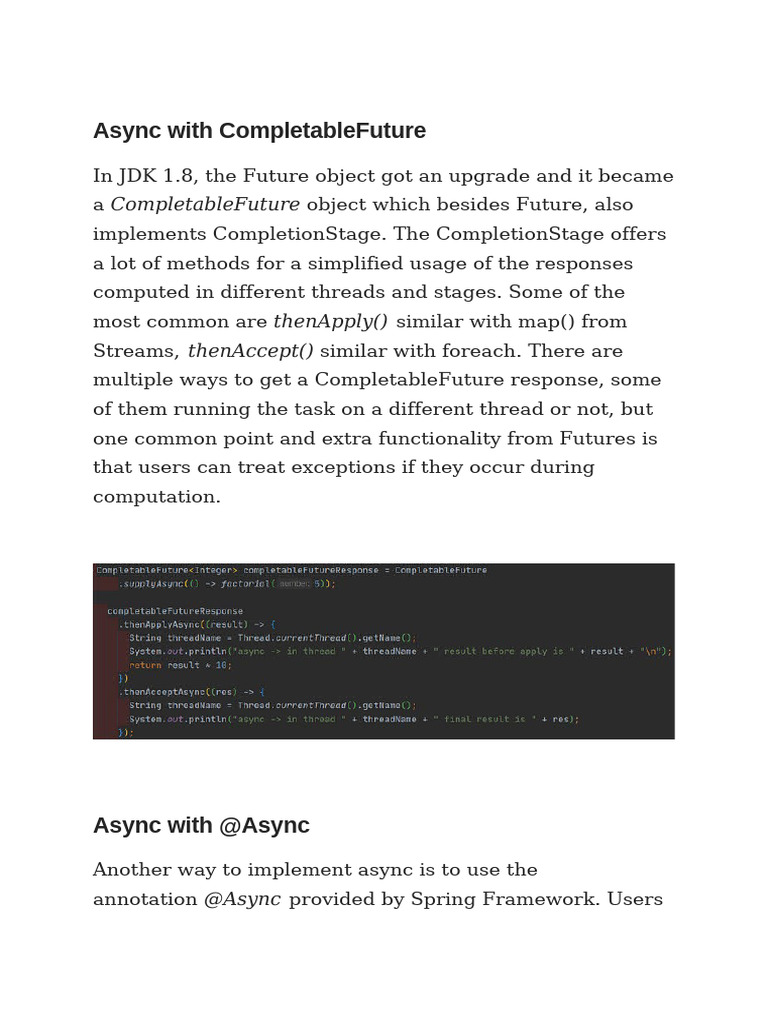 Async With CompletableFuture | PDF | Spring Framework | Computing