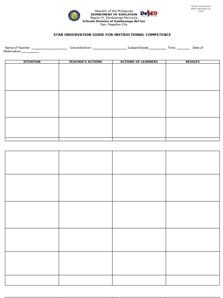STAR Observation Template | PDF