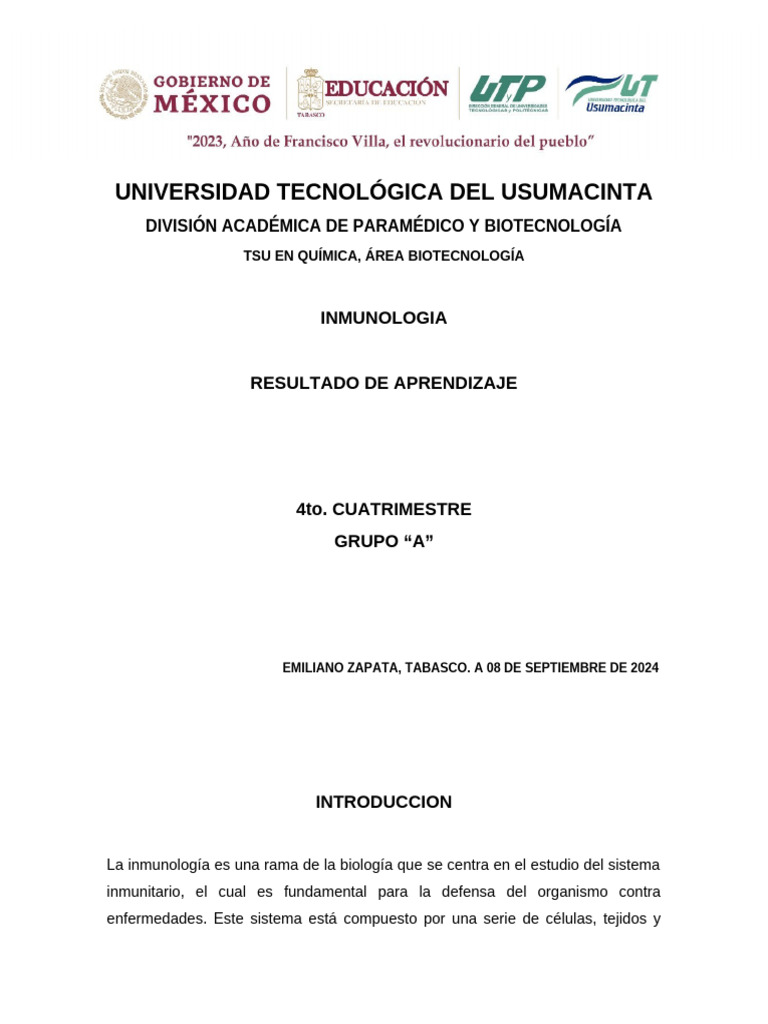 Ra Inmunologia U1 | PDF | Inmunología | Sistema inmune