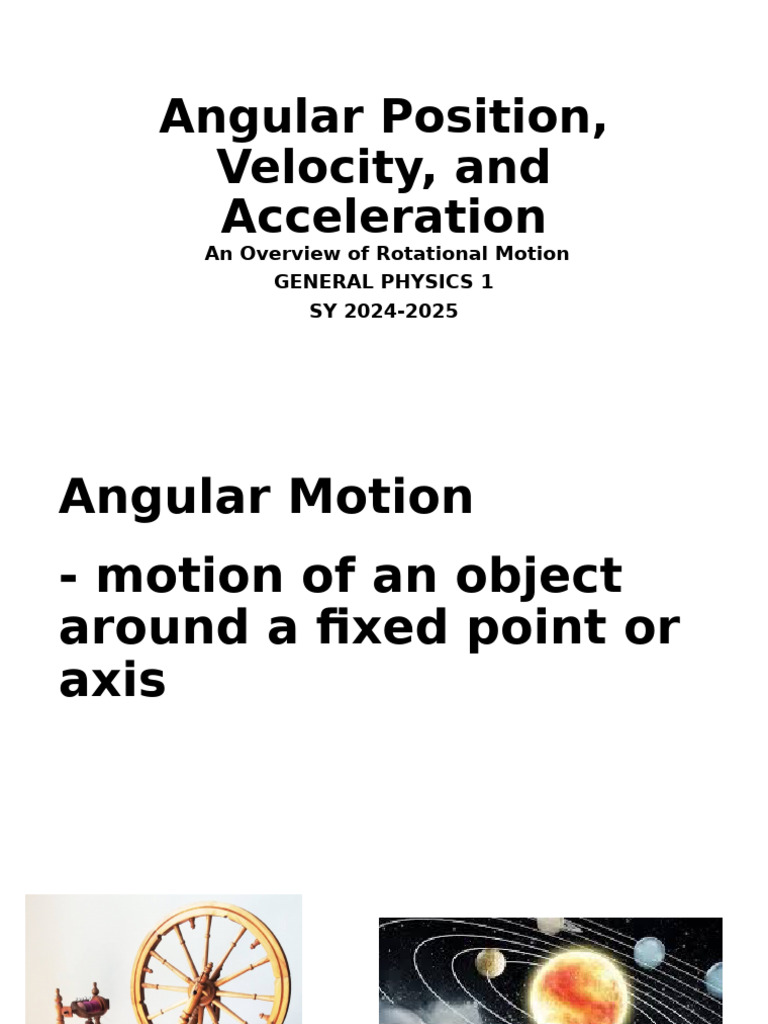 Angular Motion: Displacement, Velocity, Acceleration | PDF | Angle ...