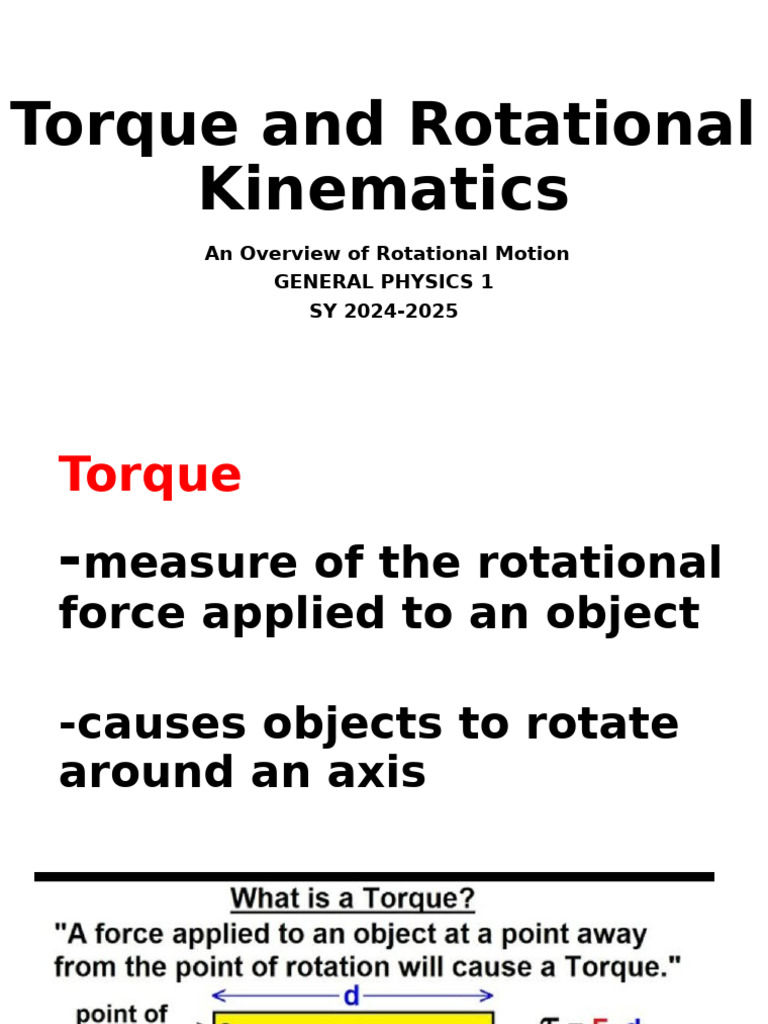 2.2 Torque and Rotational Kinematics GENERAL PHYSICS 1 | PDF