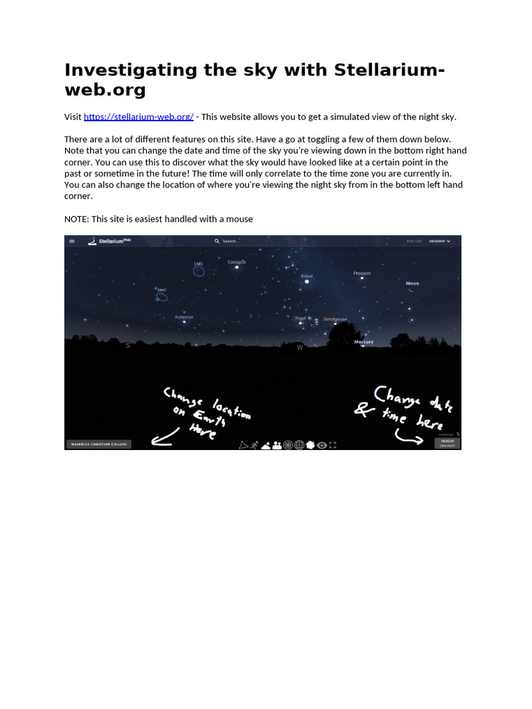 Exploring the Night Sky with Stellarium | PDF | Comet | Planets