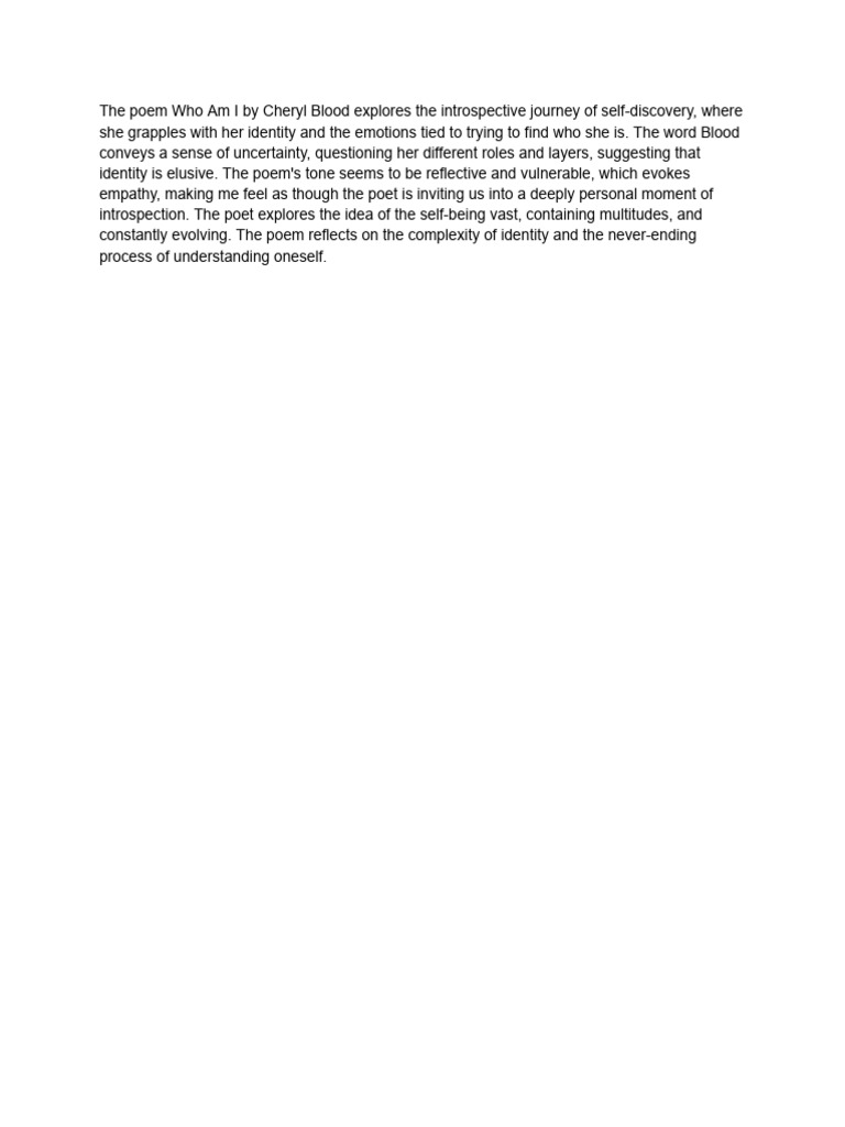 Who Am I Poem Reflection | PDF