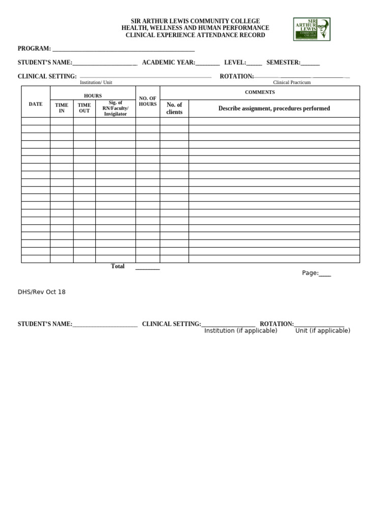 Clinical Experience Attendance Record Updated | PDF | Finance & Money Management | Technology ...