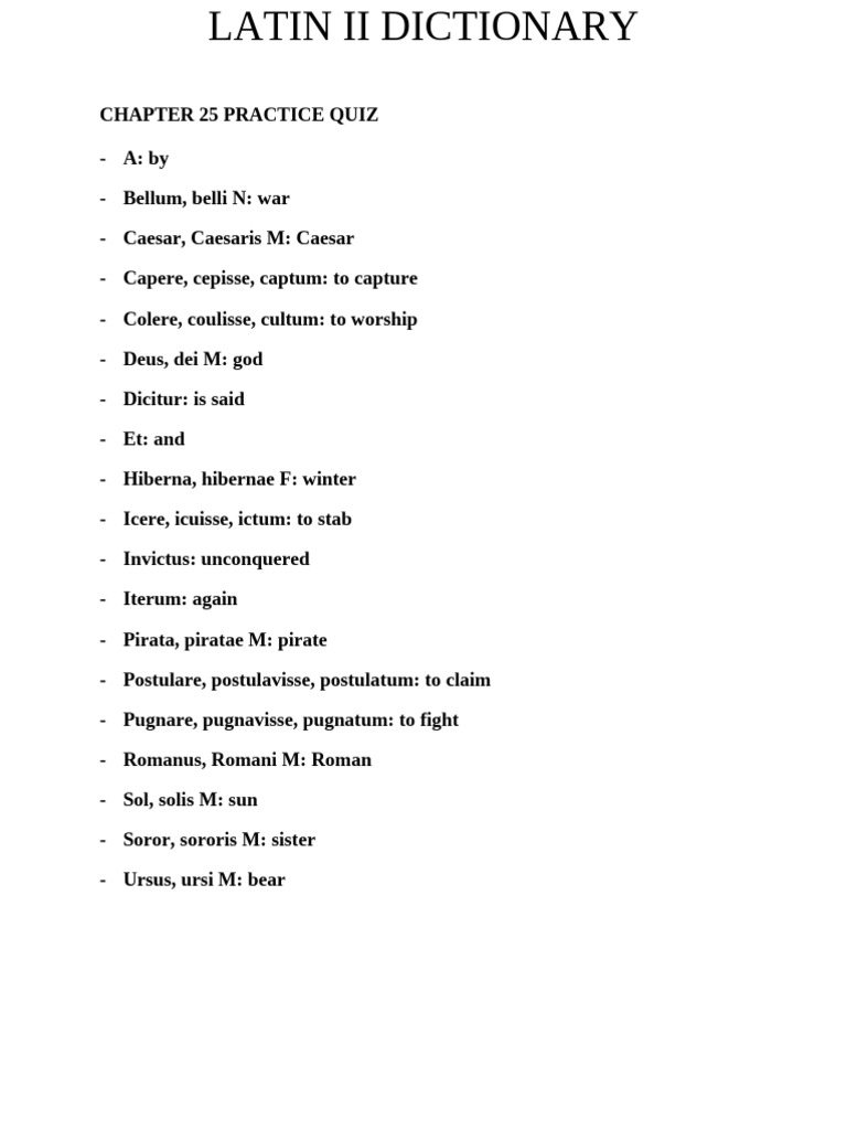 Latin II Dictionary | PDF