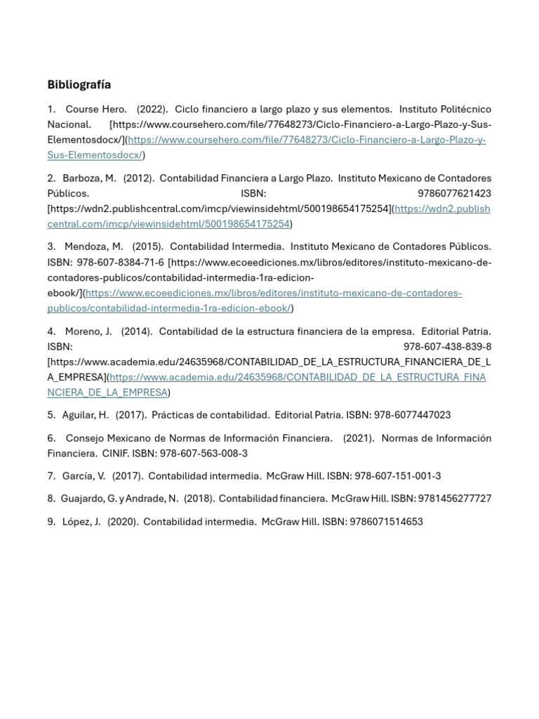 Bibliografía de Contabilidad Financiera | PDF