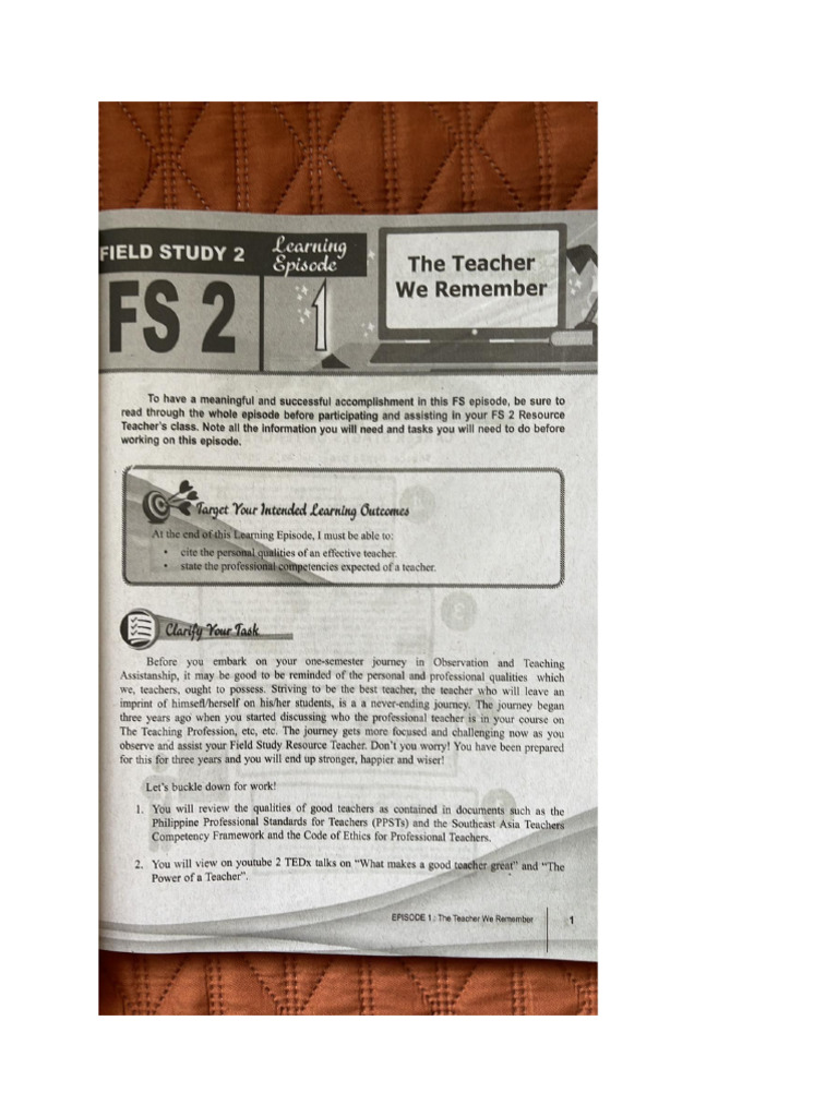 Field Study 2 - Learning Episode 1 | PDF