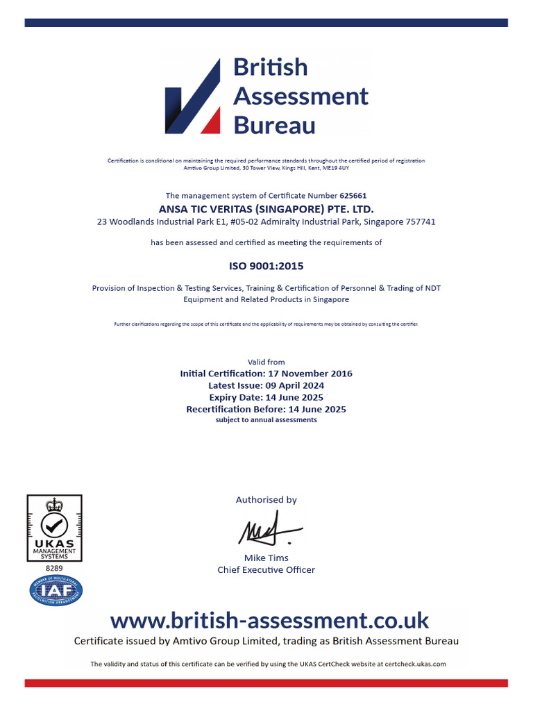 ANSA TIC Veritas ISO 9001 Certification | PDF
