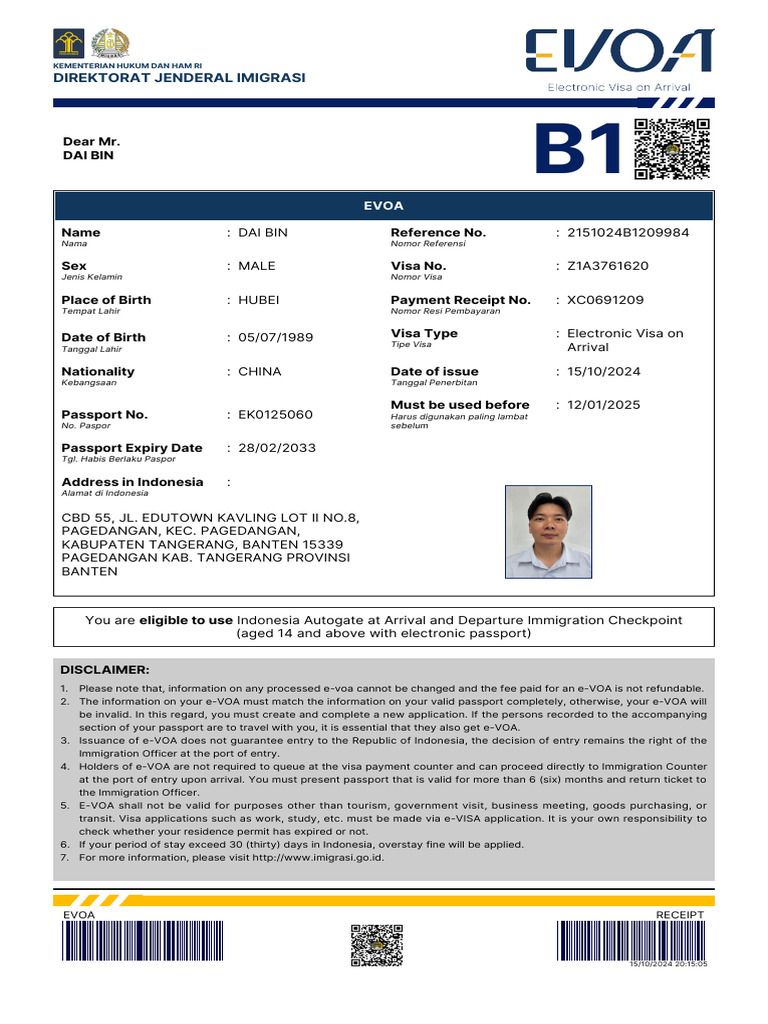 Indonesian e-VOA Details | PDF | Travel Visa | Passport