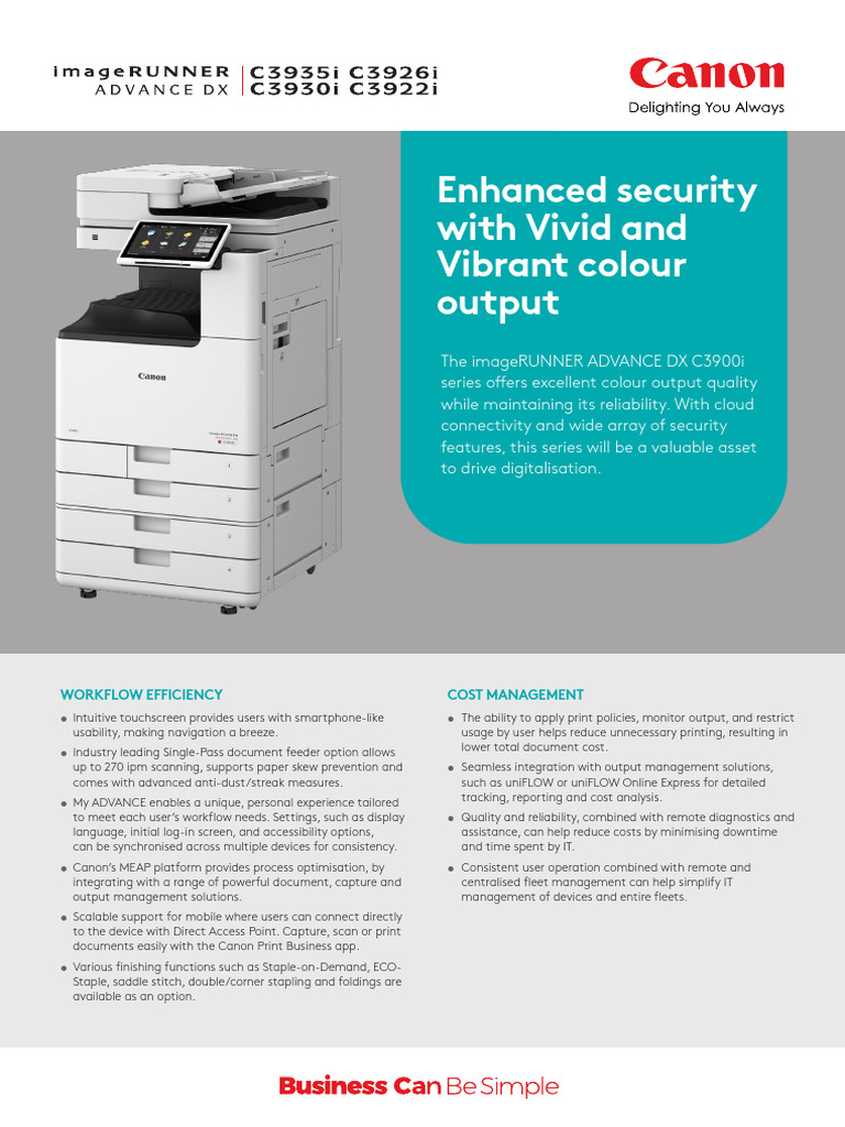 iR-ADV DX C3900i Datasheet | PDF | File Transfer Protocol | Image Scanner