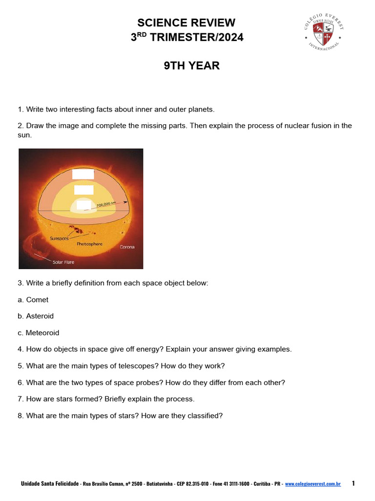 Science Review - 9th Year - 3rd Trimester | PDF | Technology & Engineering