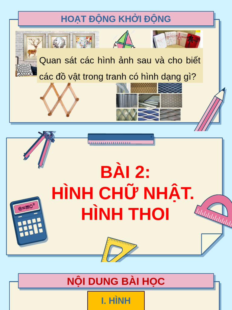 Hinh - Bai 2 - Hinh Chu Nhat - Hinh Thoi (Read-Only) | PDF