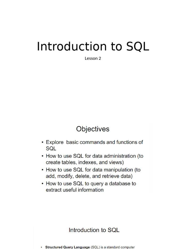 Lesson 2 - Introduction To Structured Query Language | PDF