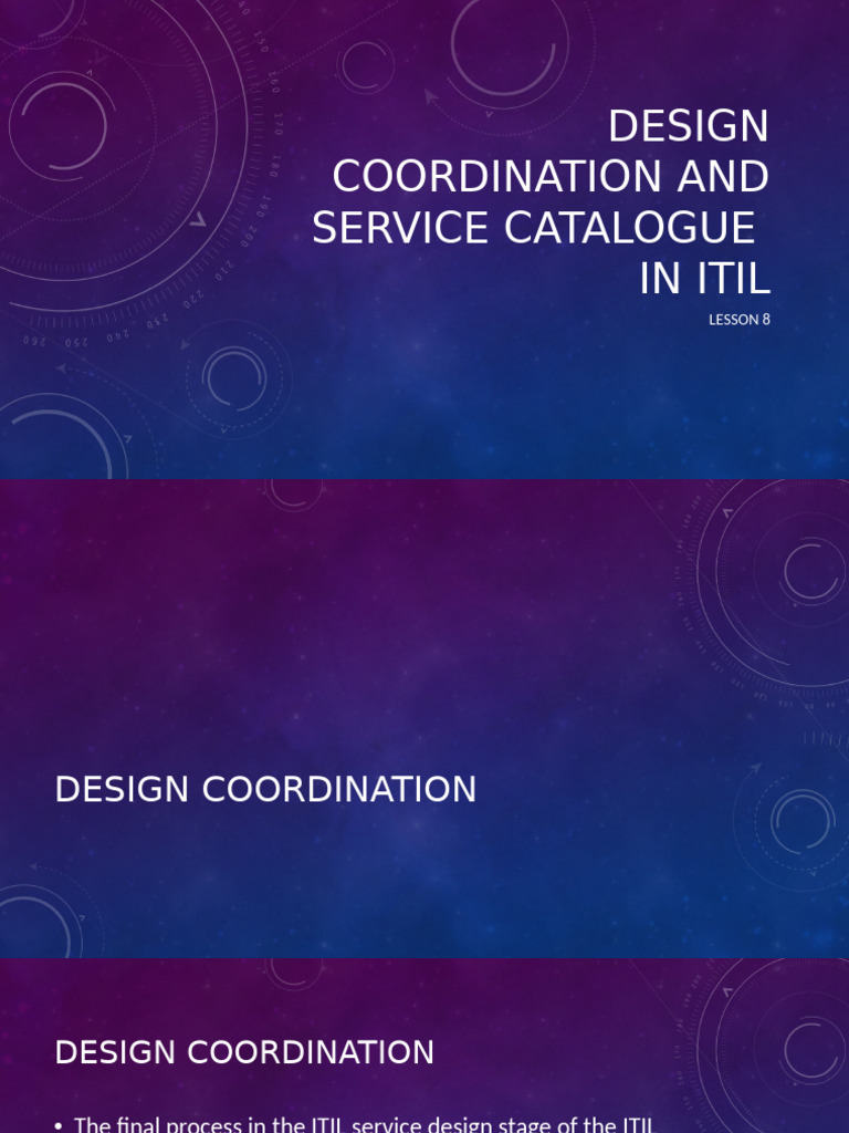 Lesson 8 - Design Coordination and Service Catalogue | PDF | Service ...