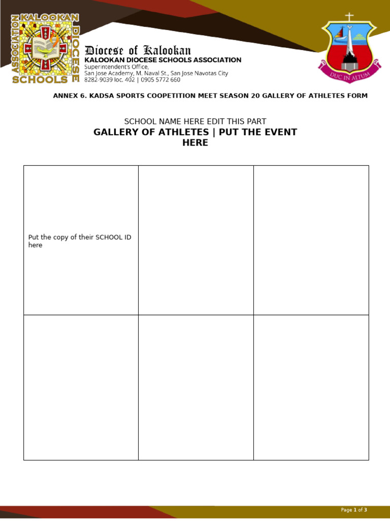 Annex 6 Gallery of Athletes Form | PDF