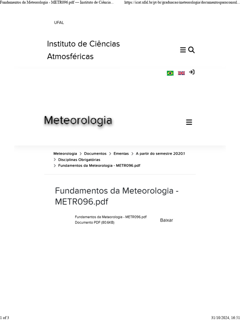 UFAL - 2024 - Curriculo - Fundamentos Da Meteorologia - METR096.pdf - Instituto de Ciências ...
