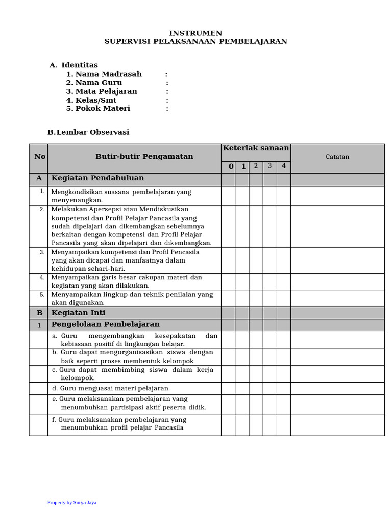 2b2. Format Pengamatan Pembelajaran Kumer Ok | PDF